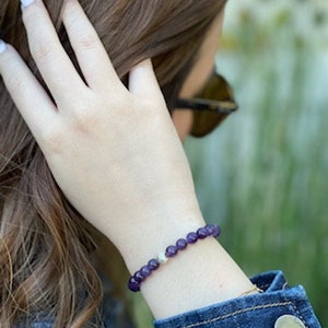 BTS Inspired Borahae Bracelet - Amethyst Beaded Bracelet Accented With ...