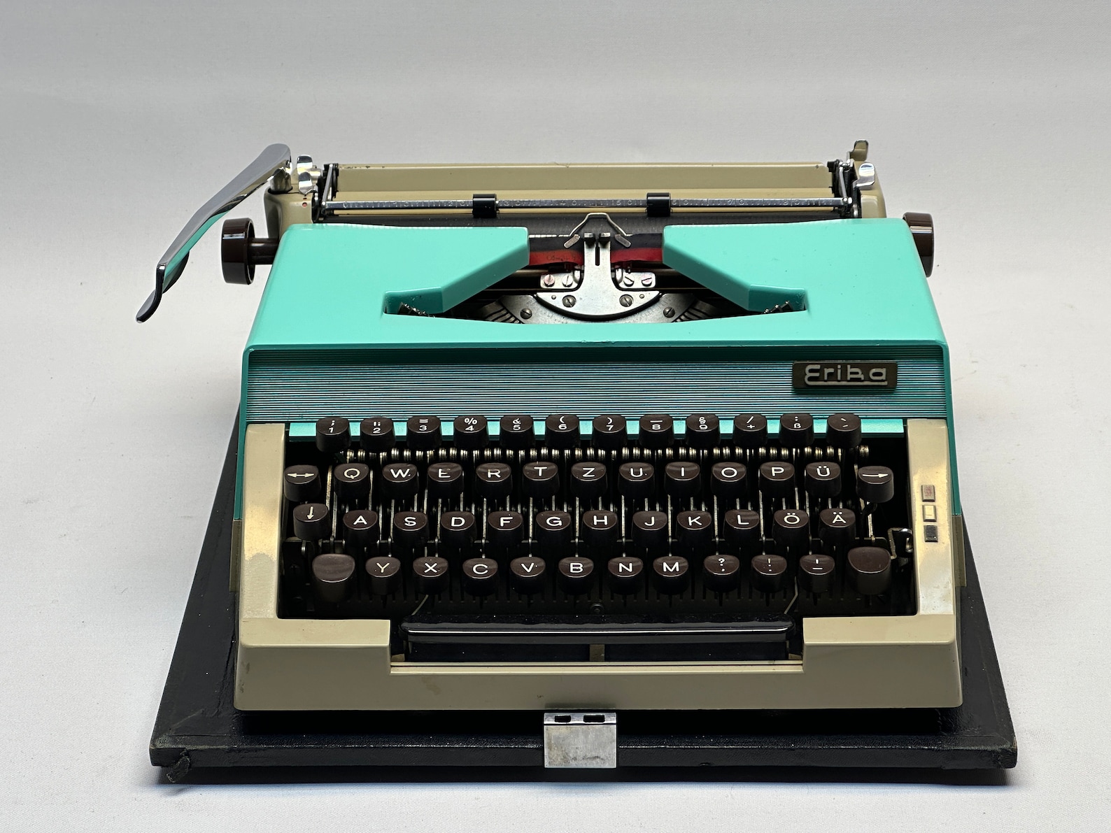 Vintage Erika Typewriter - Black Keyboard, Made in Germany, Turquoise ...