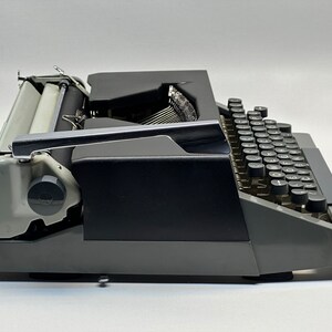 Black Adler Typewriter, QWERTZ Keyboard, Black Keys, With Gray Leather ...