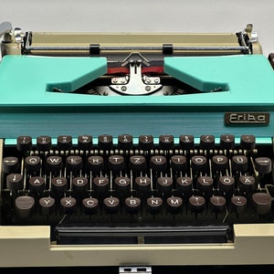 Vintage Erika Typewriter - Black Keyboard, Made in Germany, Turquoise ...