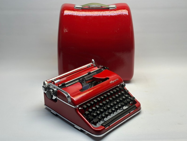 Rare! Olympia SM3 Typewriter - Red With Matching Bag - Antique ...