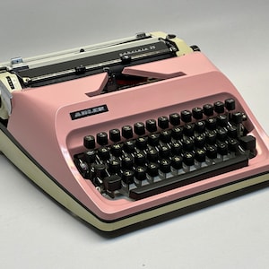 Vintage Adler Typewriter Pink With Black QWERTY Keyboard Elegant Retro ...