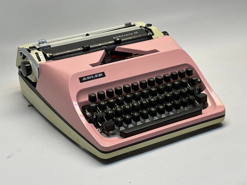 Vintage Adler Typewriter - Pink With Black QWERTY Keyboard - Elegant ...