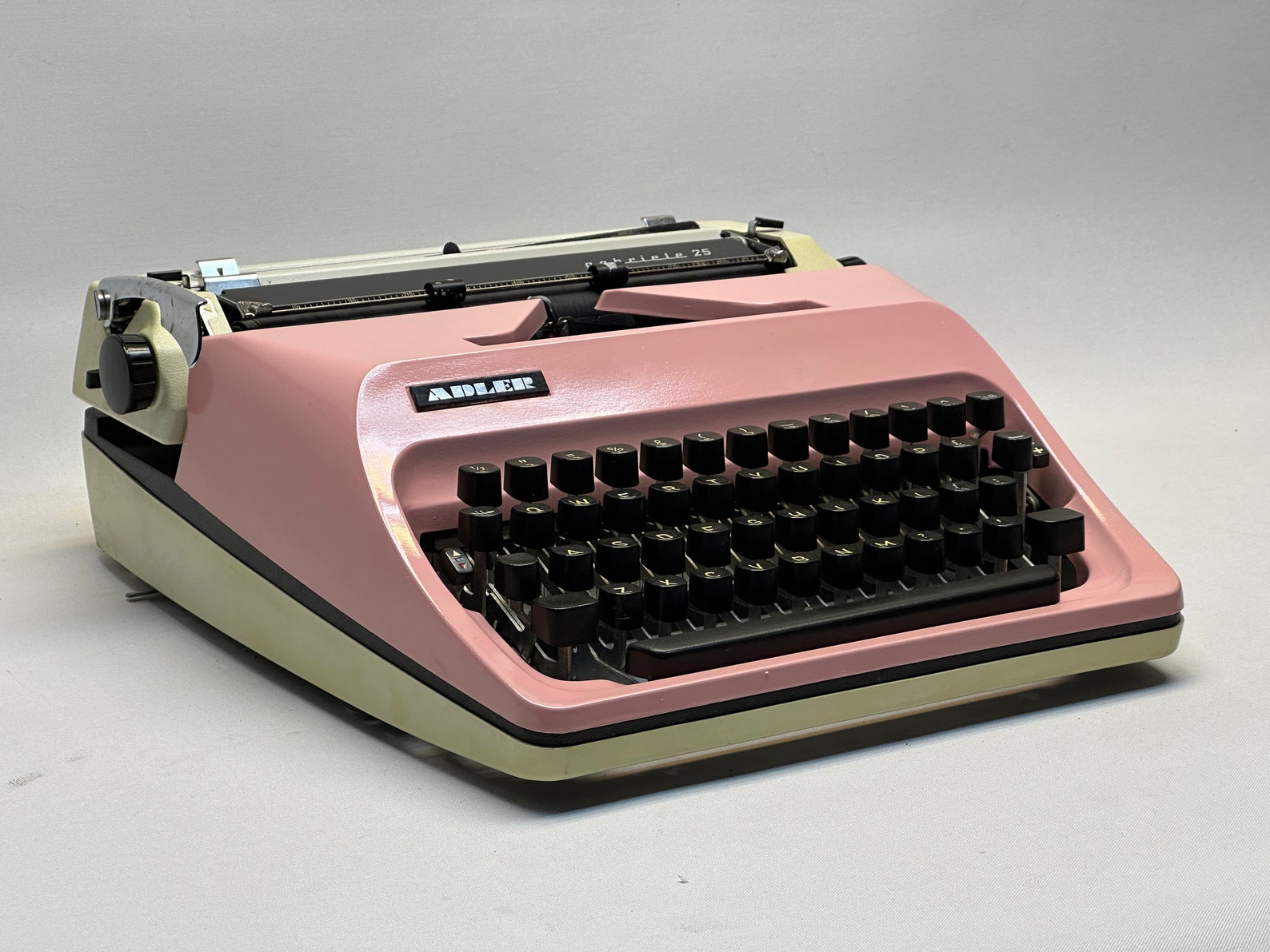Vintage Adler Typewriter - Pink With Black QWERTY Keyboard - Elegant ...