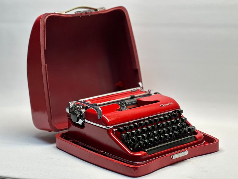 Rare! Olympia SM3 Typewriter - Red With Matching Bag - Antique ...