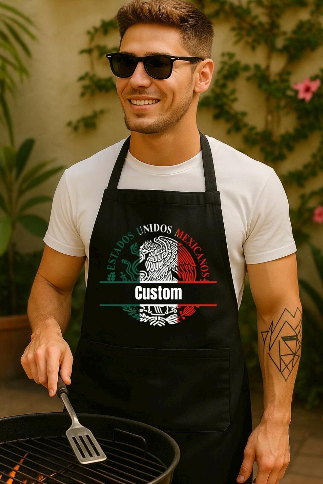 Custom Mexican Flag BBQ Apron, Personalized Gift for Dad - Etsy