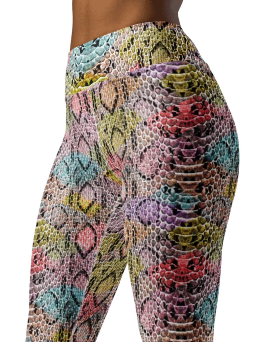 Confetti Snakeskin Leggings ~ Women's Colorful Python Serpent Cozy High ...
