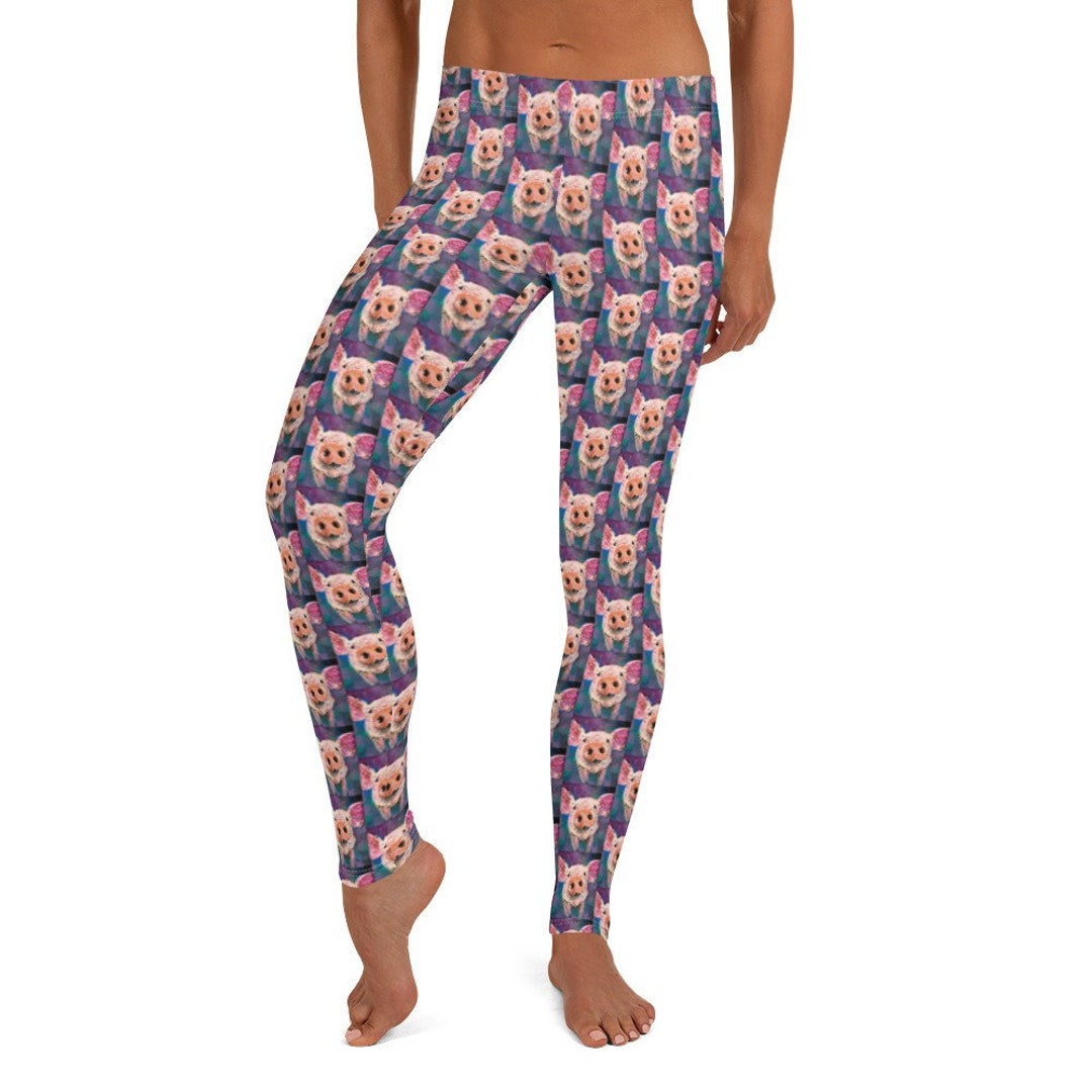 Bella Bacon Piggy Leggings ~ Women's Multi Colored Casual Wear Cute ...