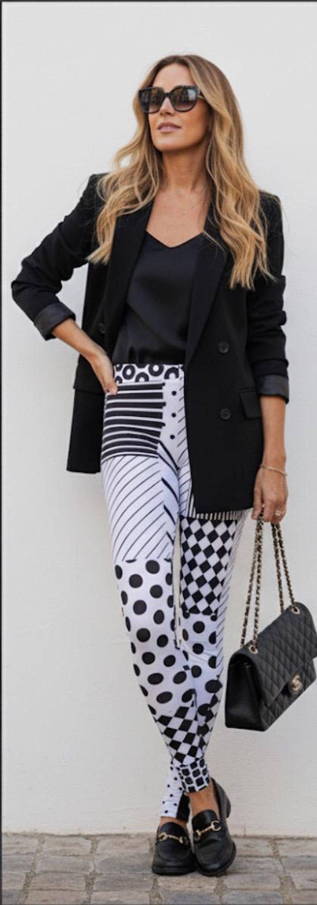 High Drama Leggings ~ Women’s B/W Mismatch Monochromatic Modern ...