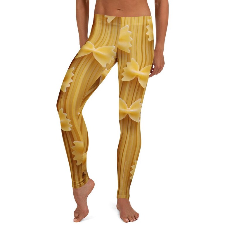 I Love Pasta Leggings ~ Women's Spaghetti Farfalle Noodles Bows Print ...