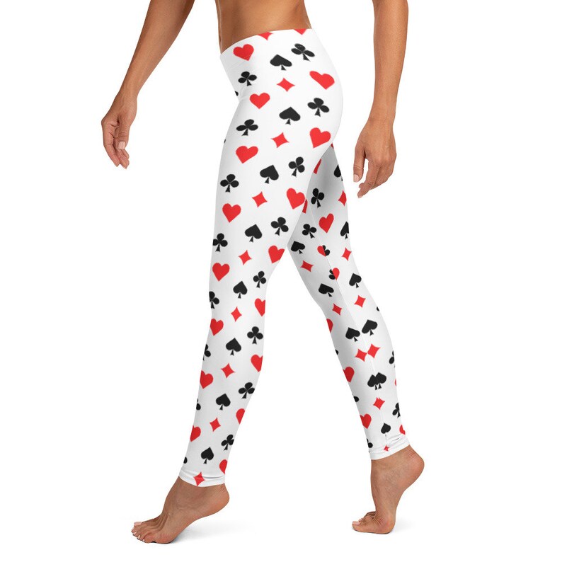 Beginner's Luck Playing Card Leggings ~ Women's White Black Red ...
