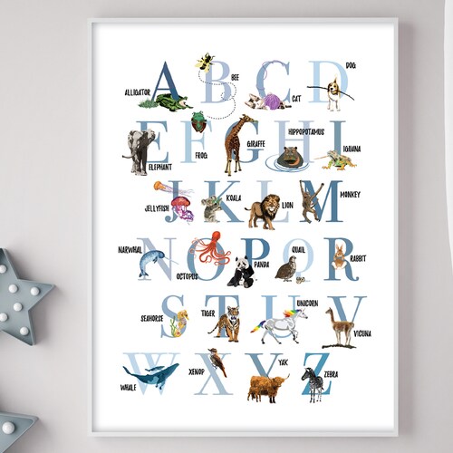 Animal Alphabet Poster Alphabet Zoo Animal ABC Animal - Etsy