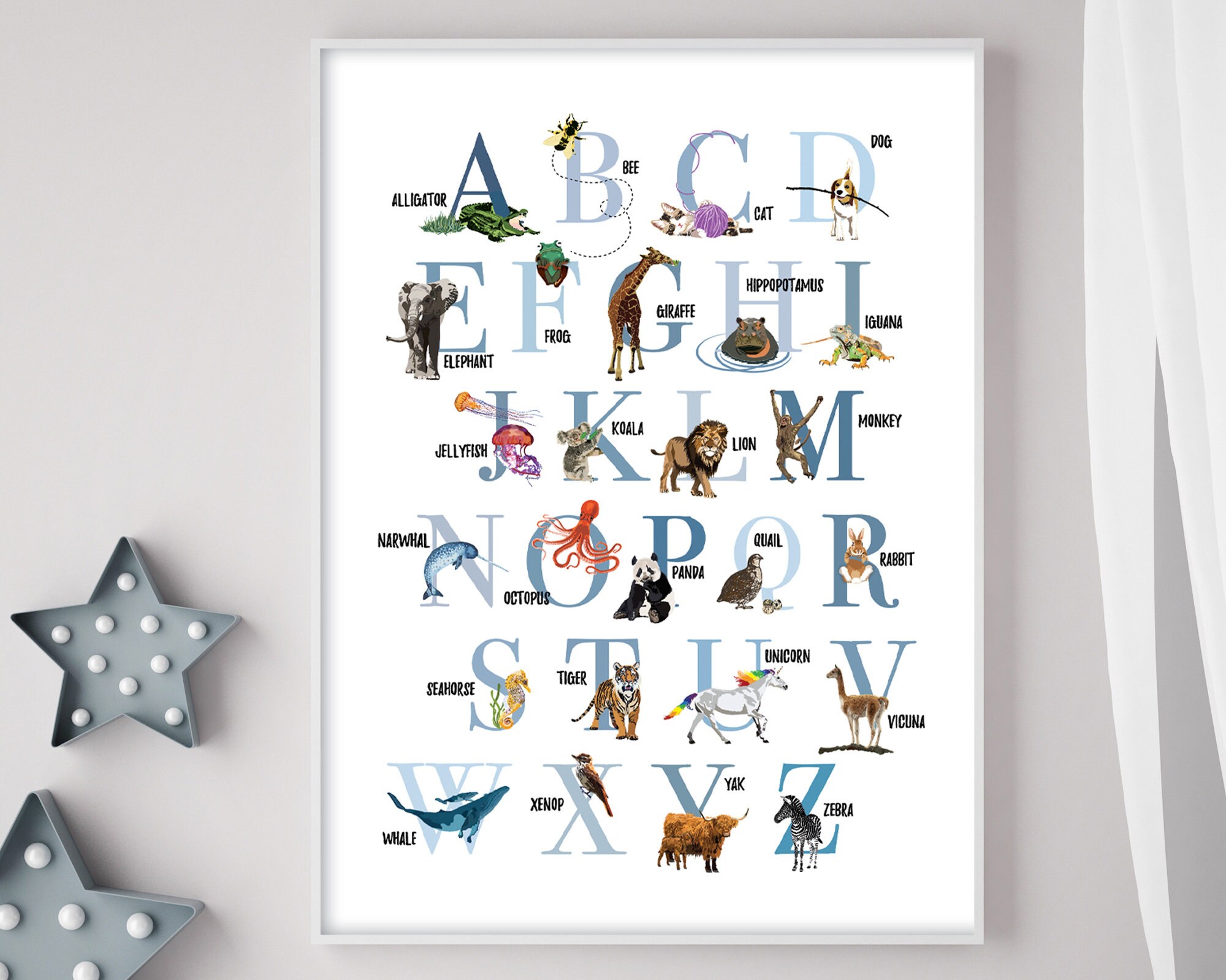 Animal Alphabet Poster Alphabet Zoo Animal ABC Animal Letters Nursery ...