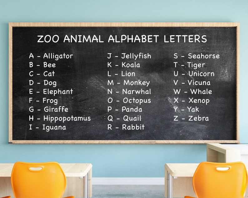 Animal Alphabet Poster | Alphabet Zoo Animal | Baby Name Creator ...