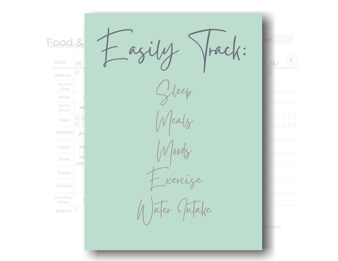 Printable Food and Mood Tracker - Nutrition Journal, Emotional Wellness ...