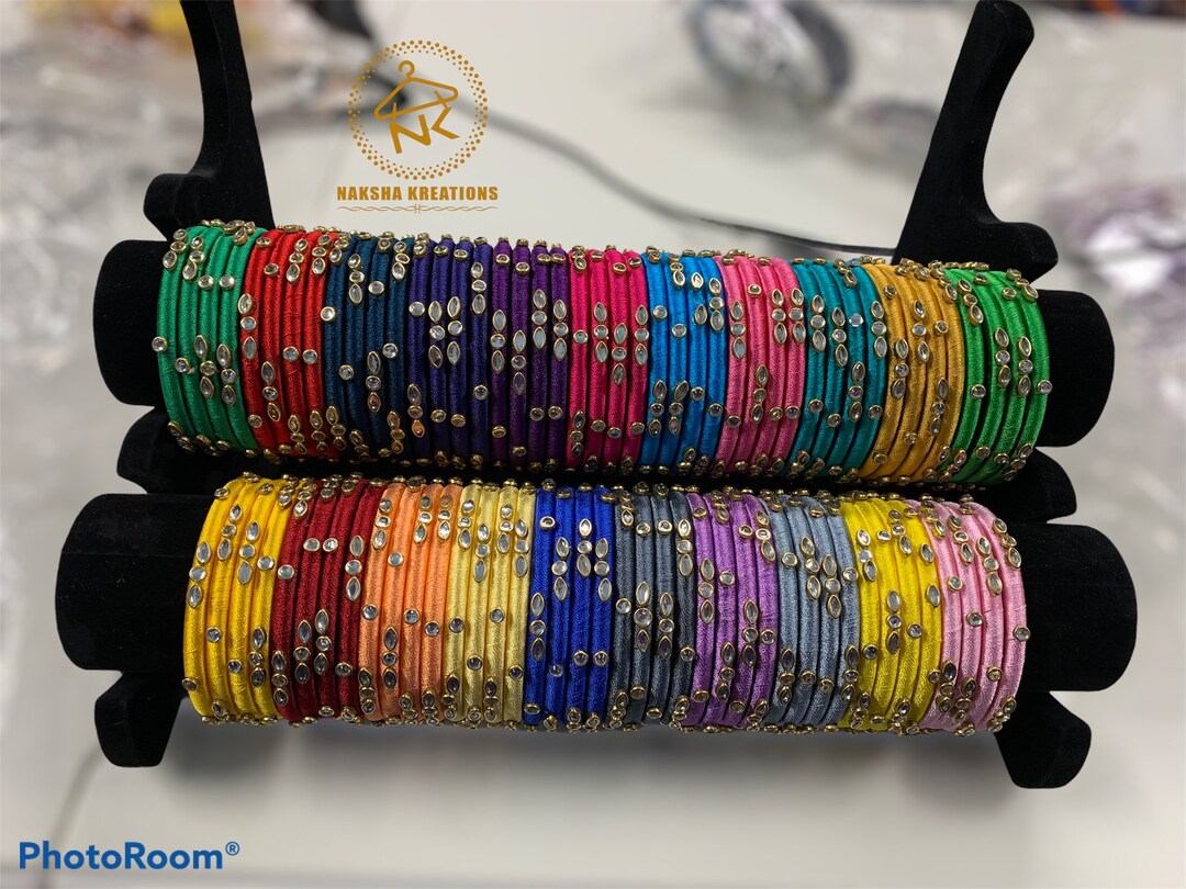 Silk Thread Bangles/women Bangles/ Bangles/kids Bangles/maggam Work ...