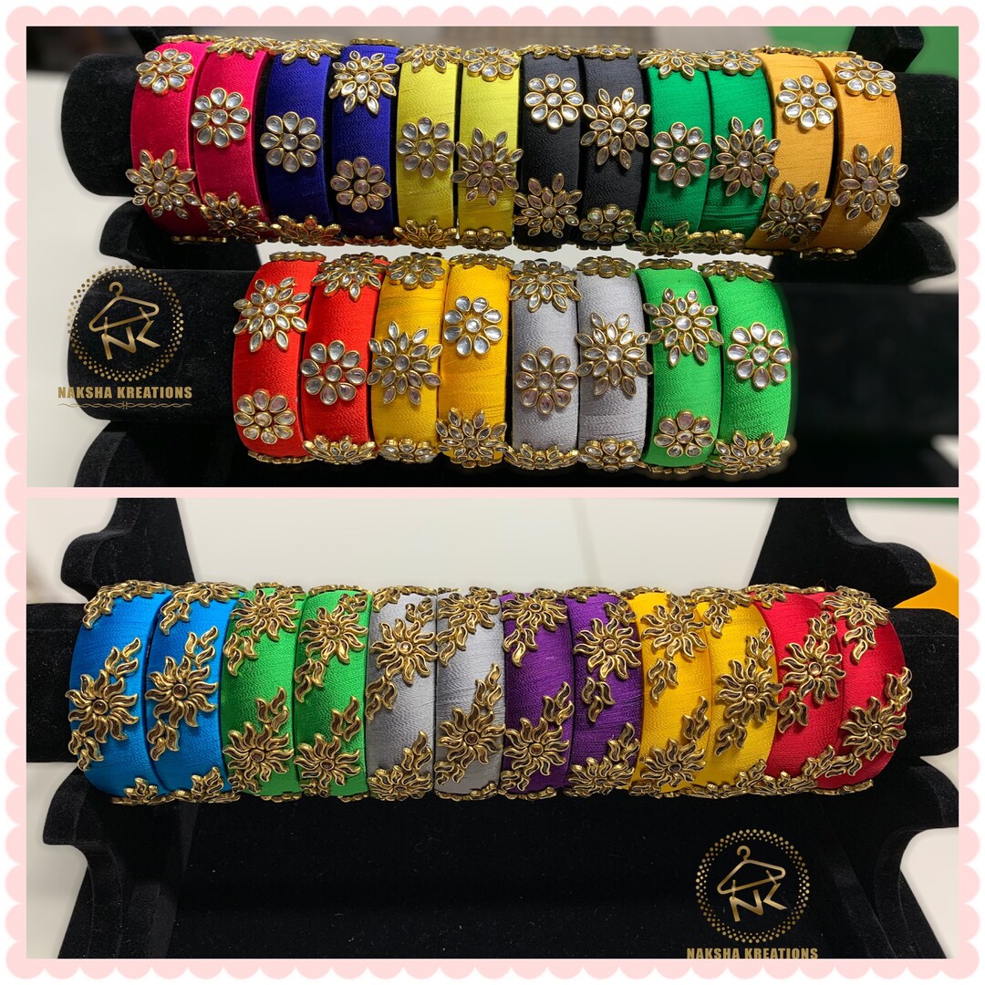Silk Thread Bangles/women Bangles/kids Bangles/maggam Work Bangles ...