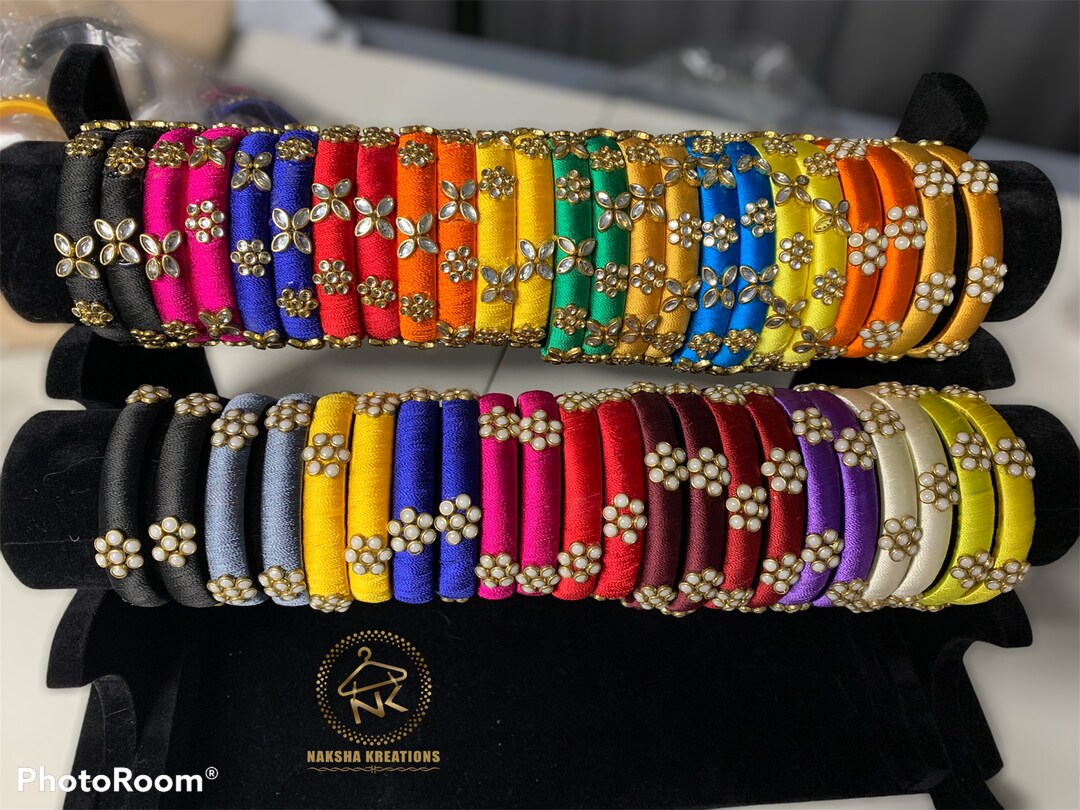 Silk Thread Bangles/women Bangles/baby Bangles/kids Bangles/maggam Work ...