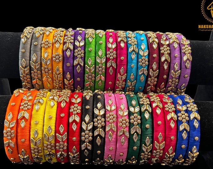 Silk Thread Bangles/women Bangles/thread Bangles/kids Bangles/maggam ...