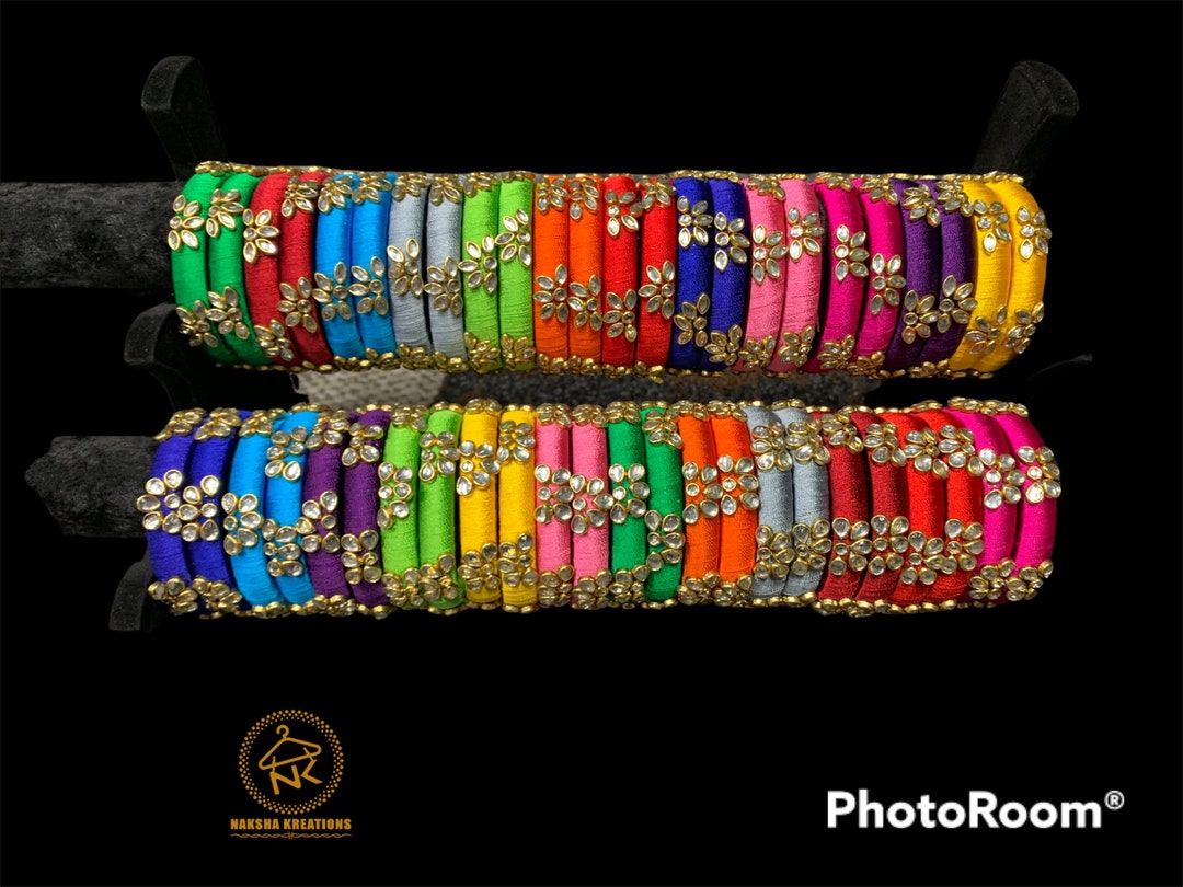 Silk Thread Bangles/women Bangles/baby Bangles/kids Bangles/maggam Work ...