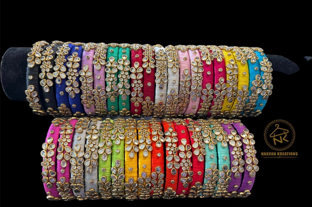 Silk Thread Bangles/baby Bangles/kids Bangles/maggam Work Bangles/pearl ...