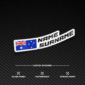 Custom Driver Name Flag Stickers Pack Racing Motorcycle Car Go Kart ...