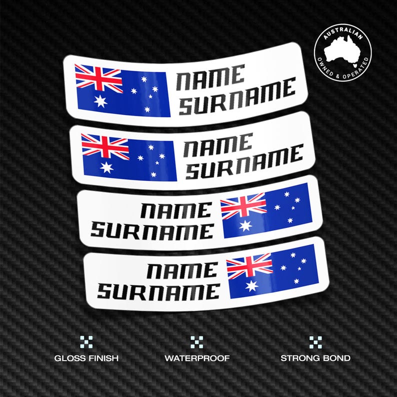 Custom Race Flag Name Stickers Decals Racing Motorcycle Car Kart ...