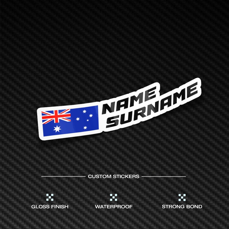 Custom Driver Name Flag Stickers Pack Racing Motorcycle Car Go Kart ...