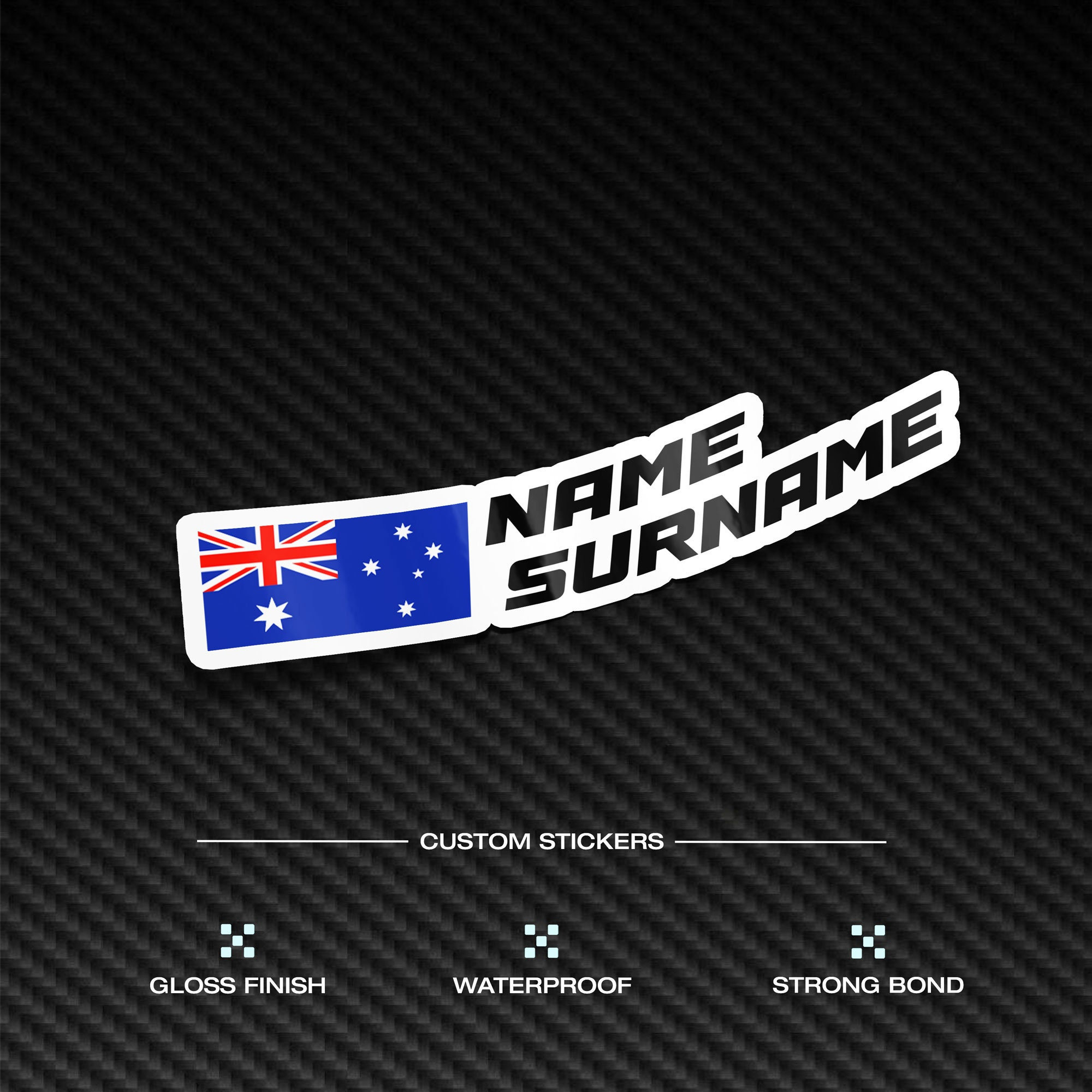 Custom Driver Name Flag Stickers Pack Racing Motorcycle Car Go Kart ...