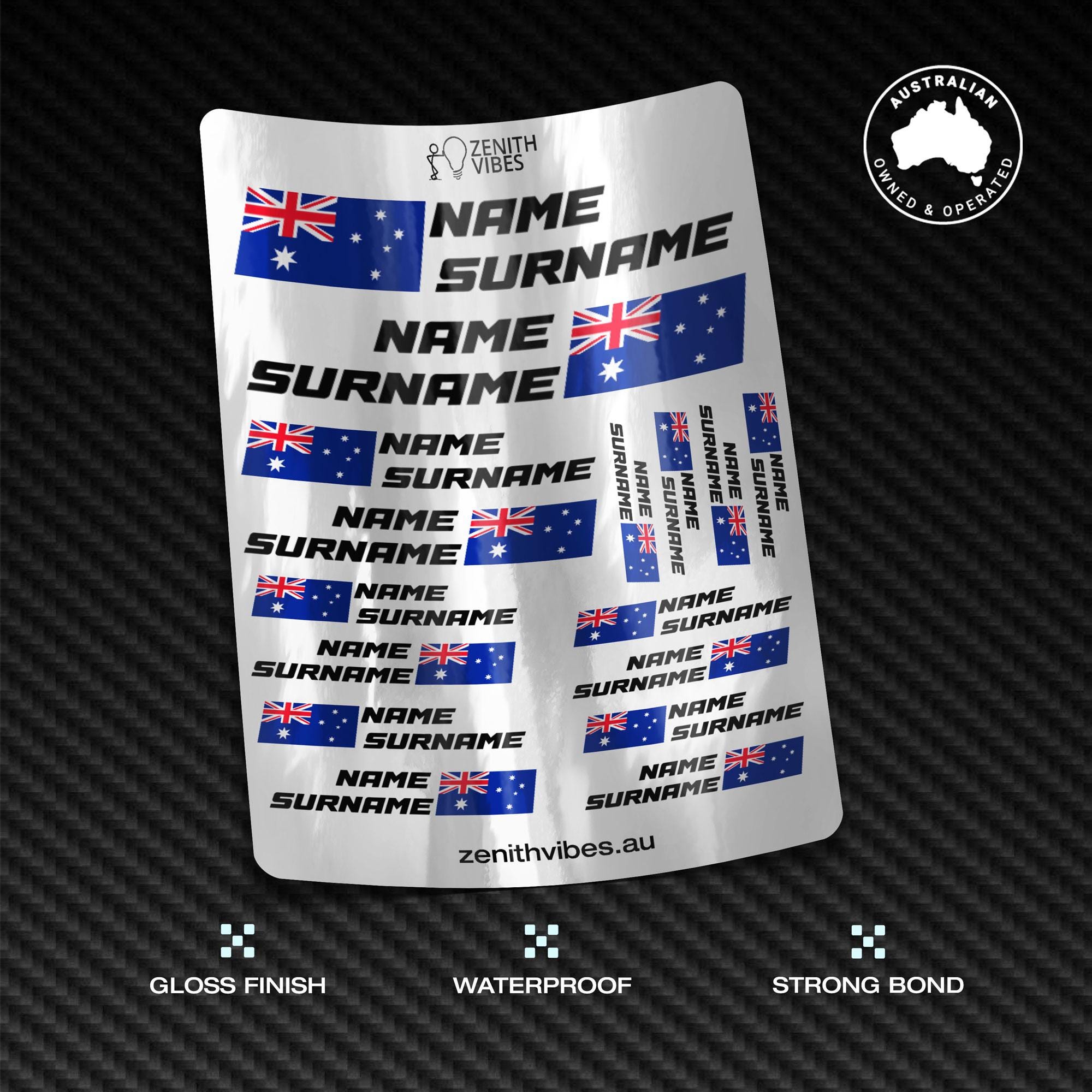 Custom Race Flag Name Stickers Decals Racing Motorcycle Car Kart ...