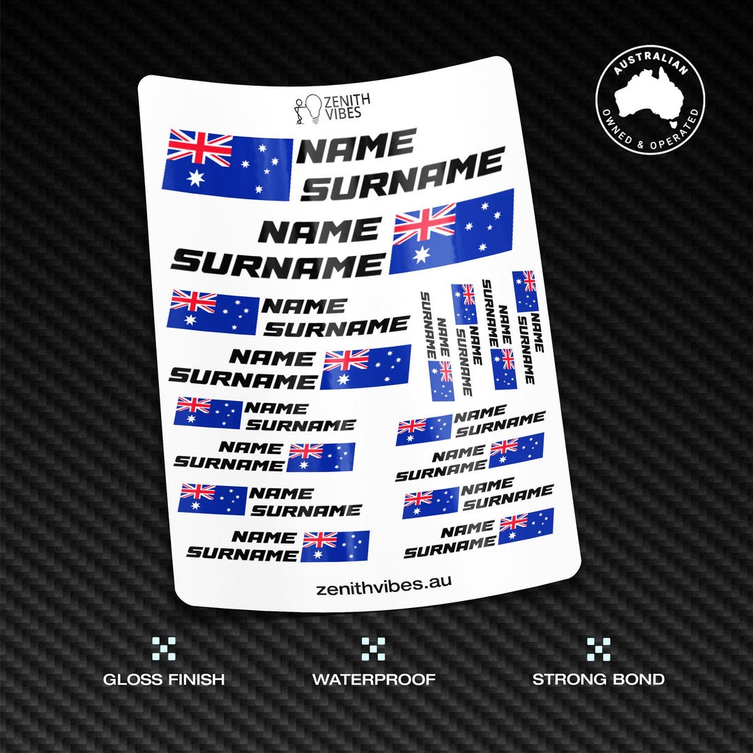 Custom Race Flag Name Stickers Decals Racing Motorcycle Car Kart ...