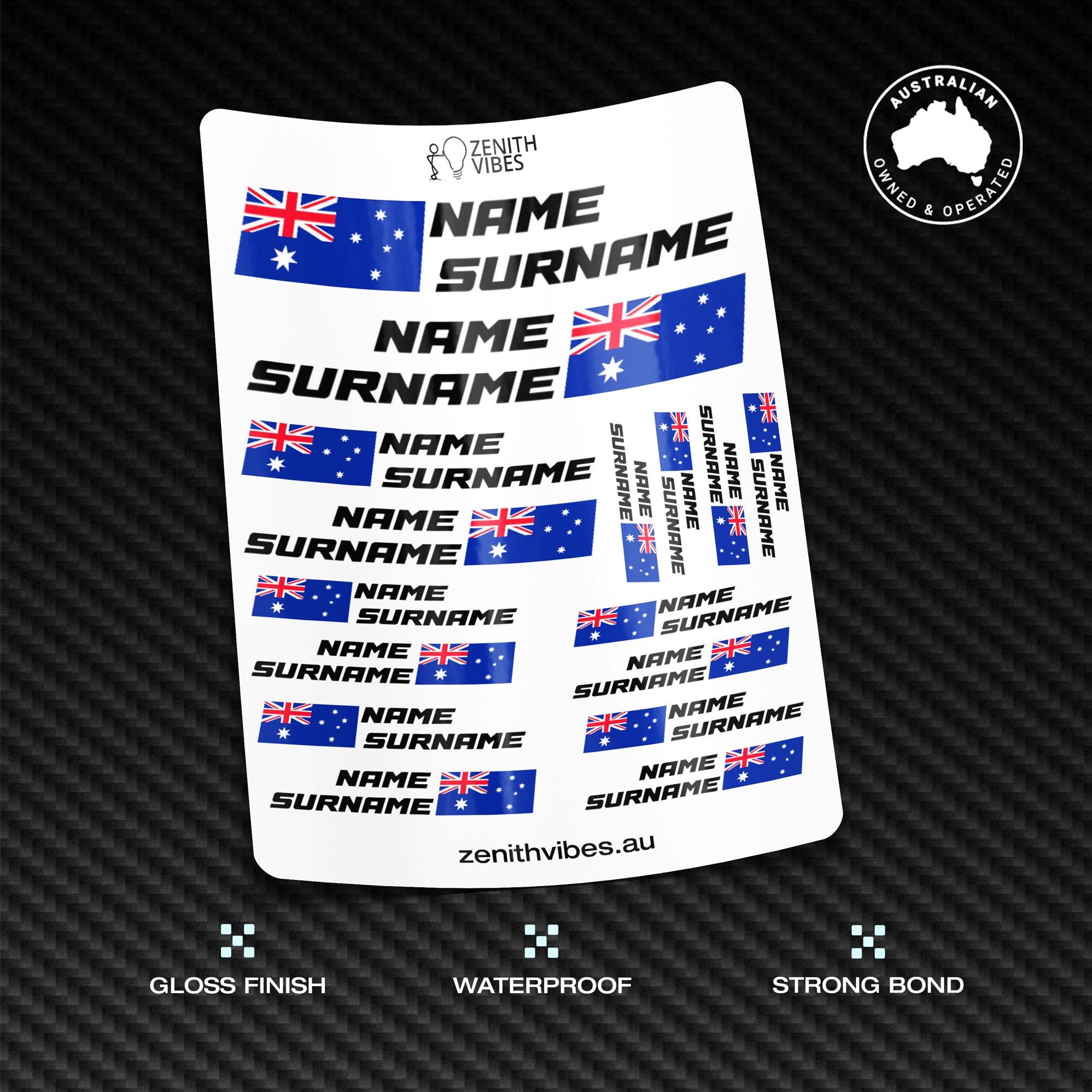 Custom Race Flag Name Stickers Decals Racing Motorcycle Car Kart ...