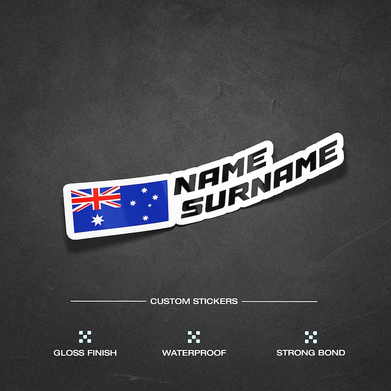 Custom Race Flag Name Stickers Decals Racing Motorcycle Car Kart ...