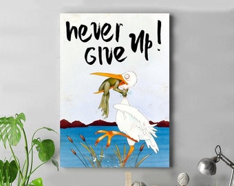Stork and Frog Never Give Up - Etsy
