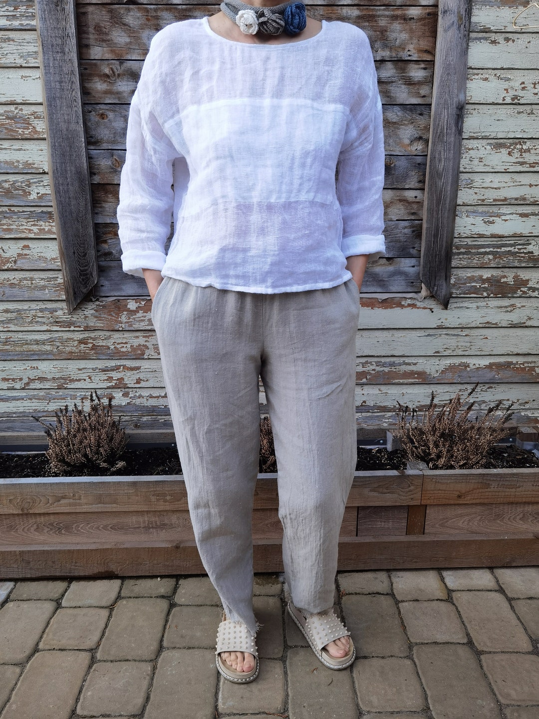 Linen Blouse | Linen White Top | Linen Top | Flax | Linen Clothing ...