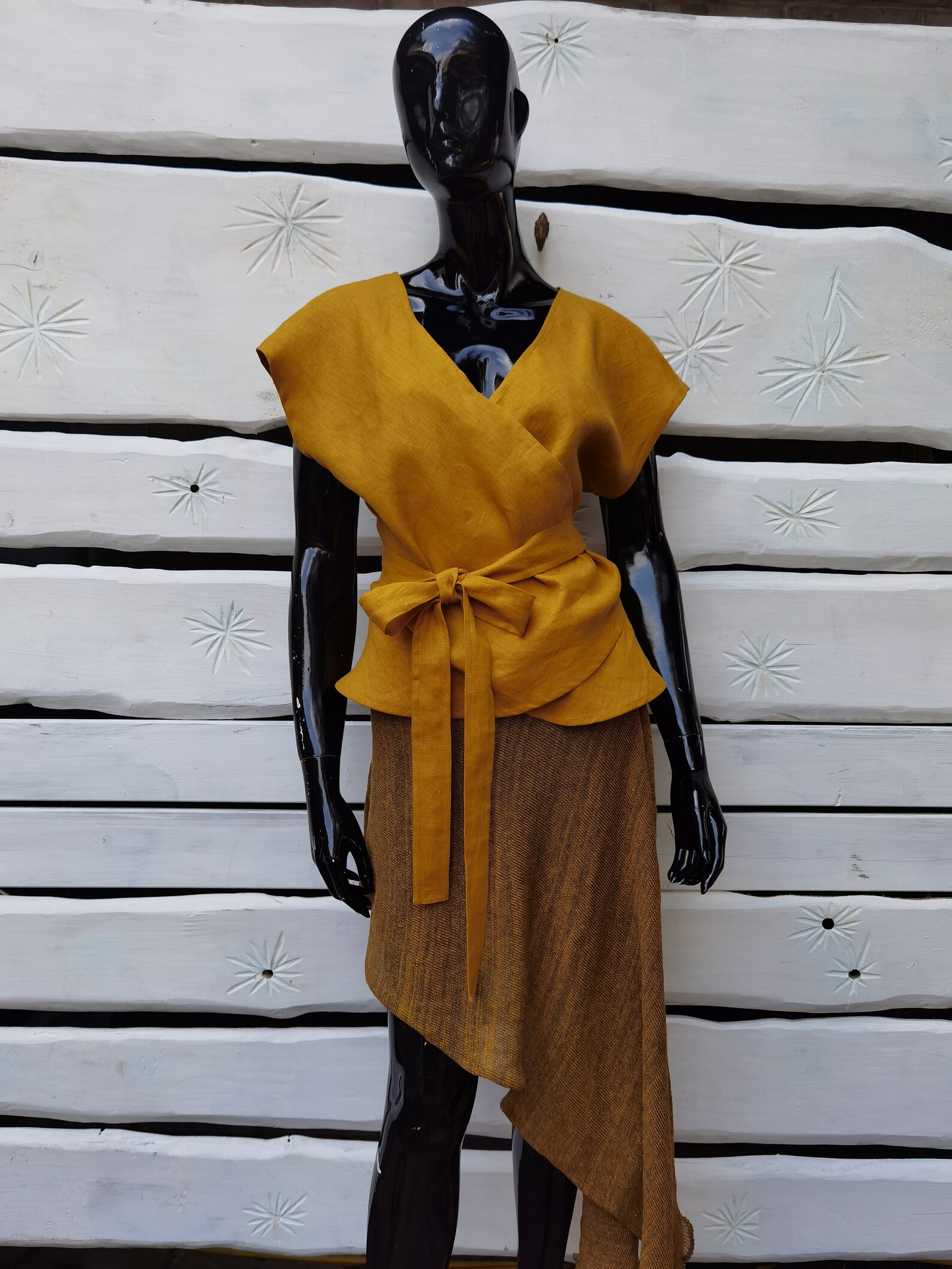 Linen Wrap Top Linen Clothing Linen Blouse Wrapped - Etsy