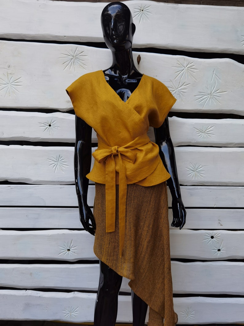 Linen Wrap Top Linen Clothing Linen Blouse Wrapped - Etsy