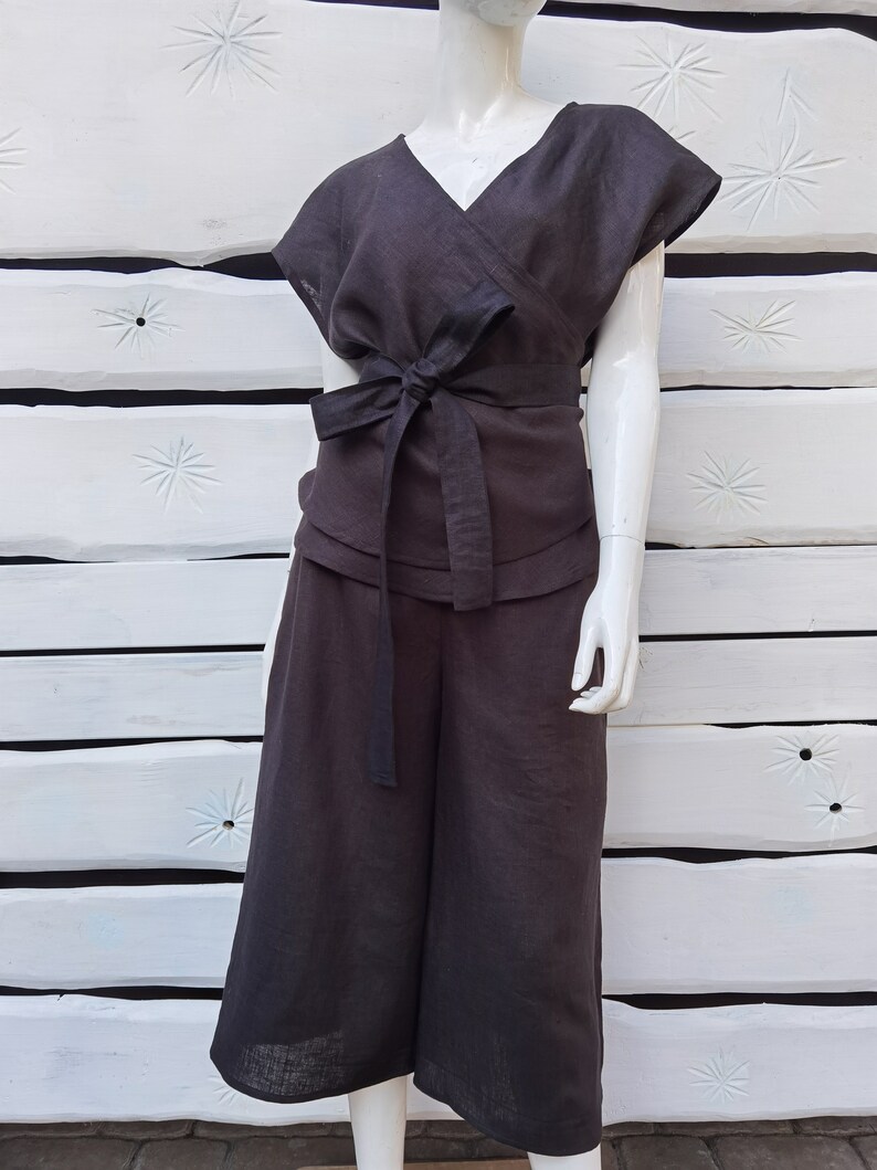 Linen Wrap Top Linen Clothing Linen Blouse Wrapped - Etsy