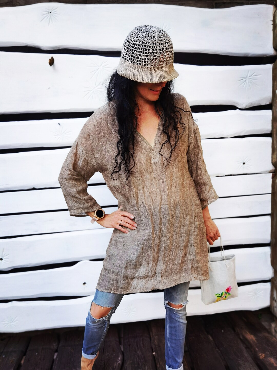 Organic Light Linen Tunic | Linen Top | Flax | Linen Clothing ...