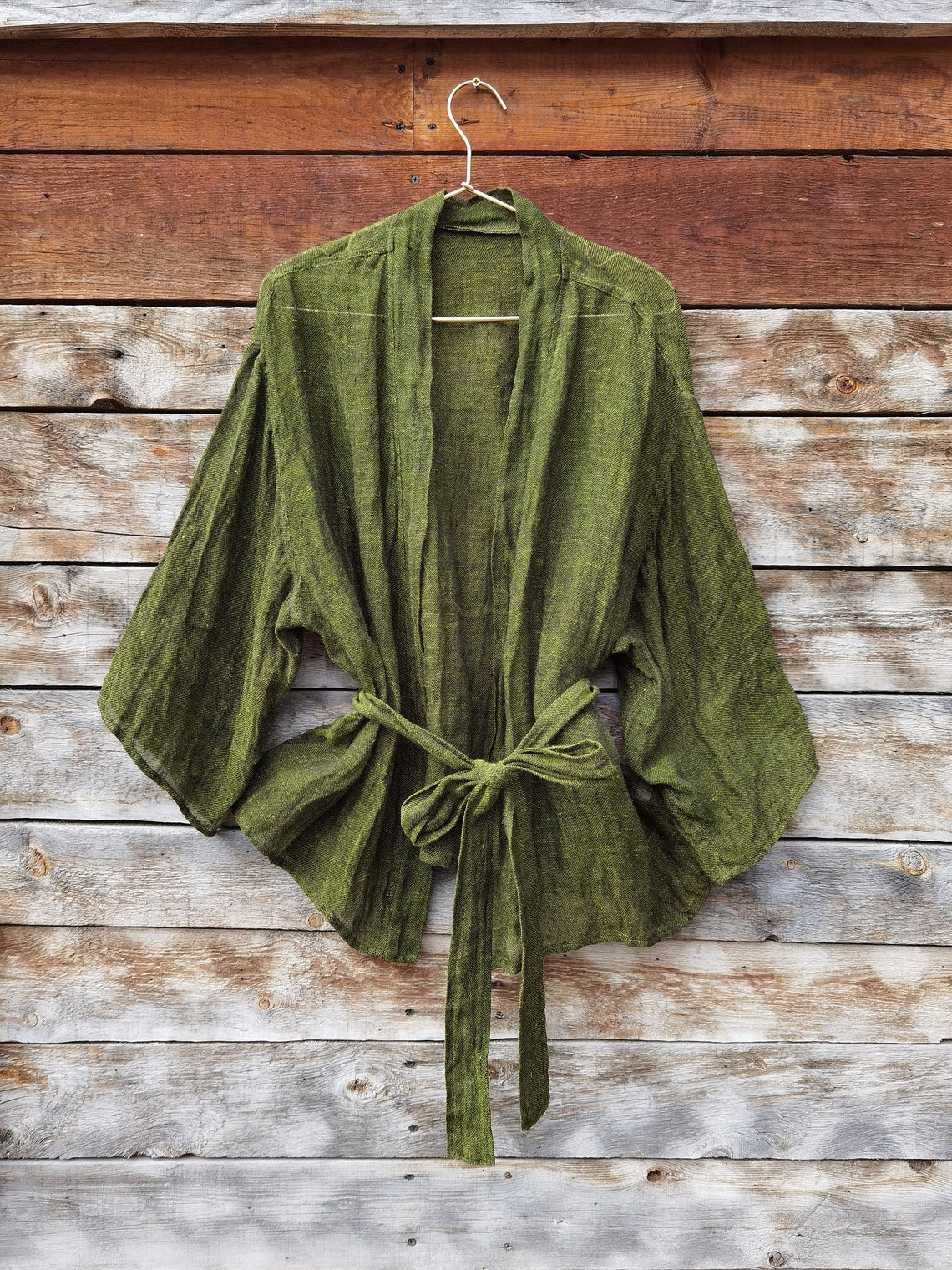 Light linen kimono top Linen Wrap Top Linen blouse Linen | Etsy