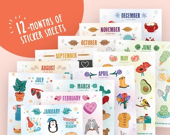 12 Month Stickers | Etsy