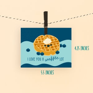 I Love You a Waffle Lot Postcard | Cute Waffles Note | Snail Mail Card ...