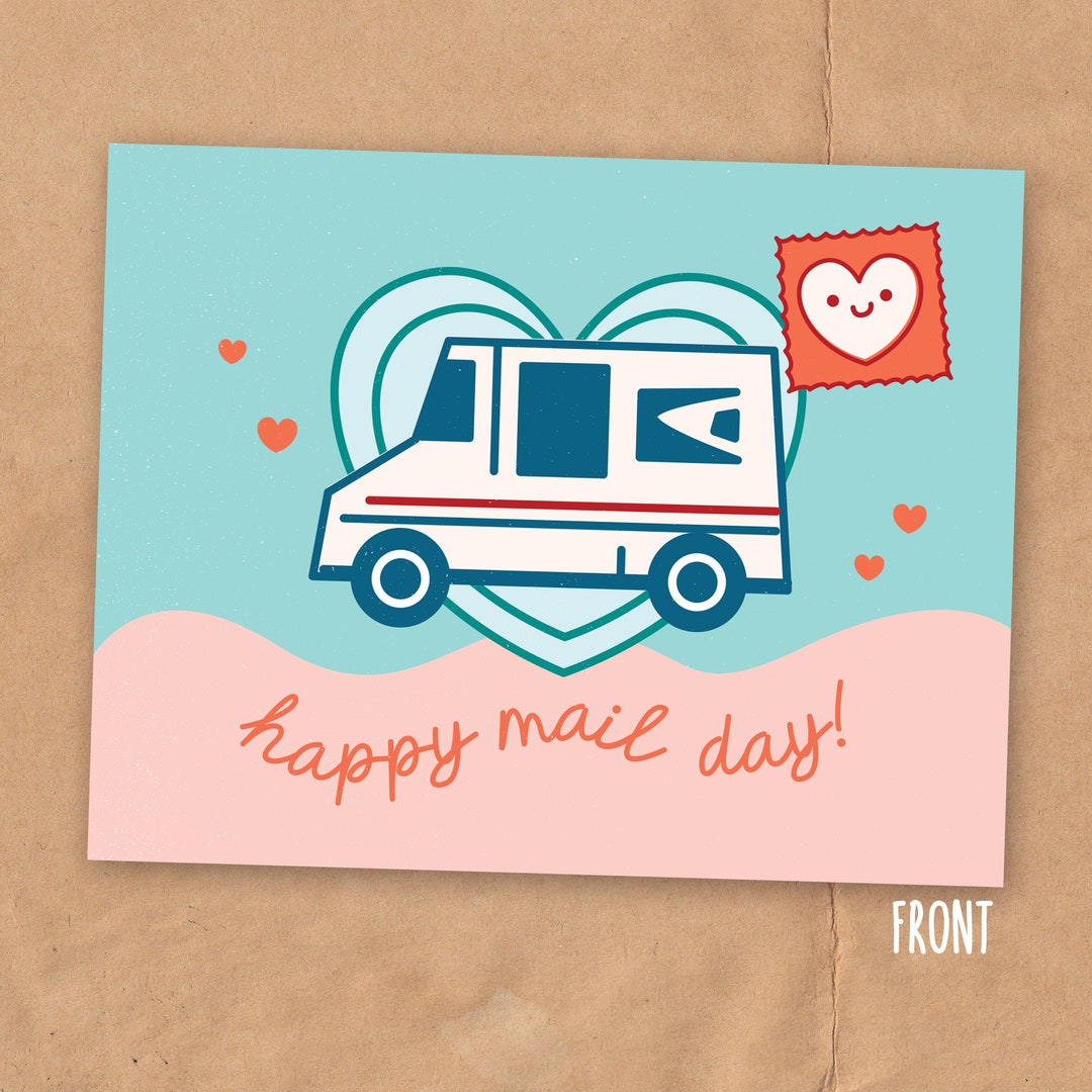Happy Mail Day Postcard | Mail Truck Cute Note | Snail Mail Card ...