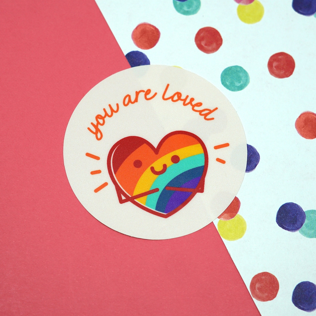 You Are Loved sticker / Rainbow Heart / Sending Love / Cute - Etsy España