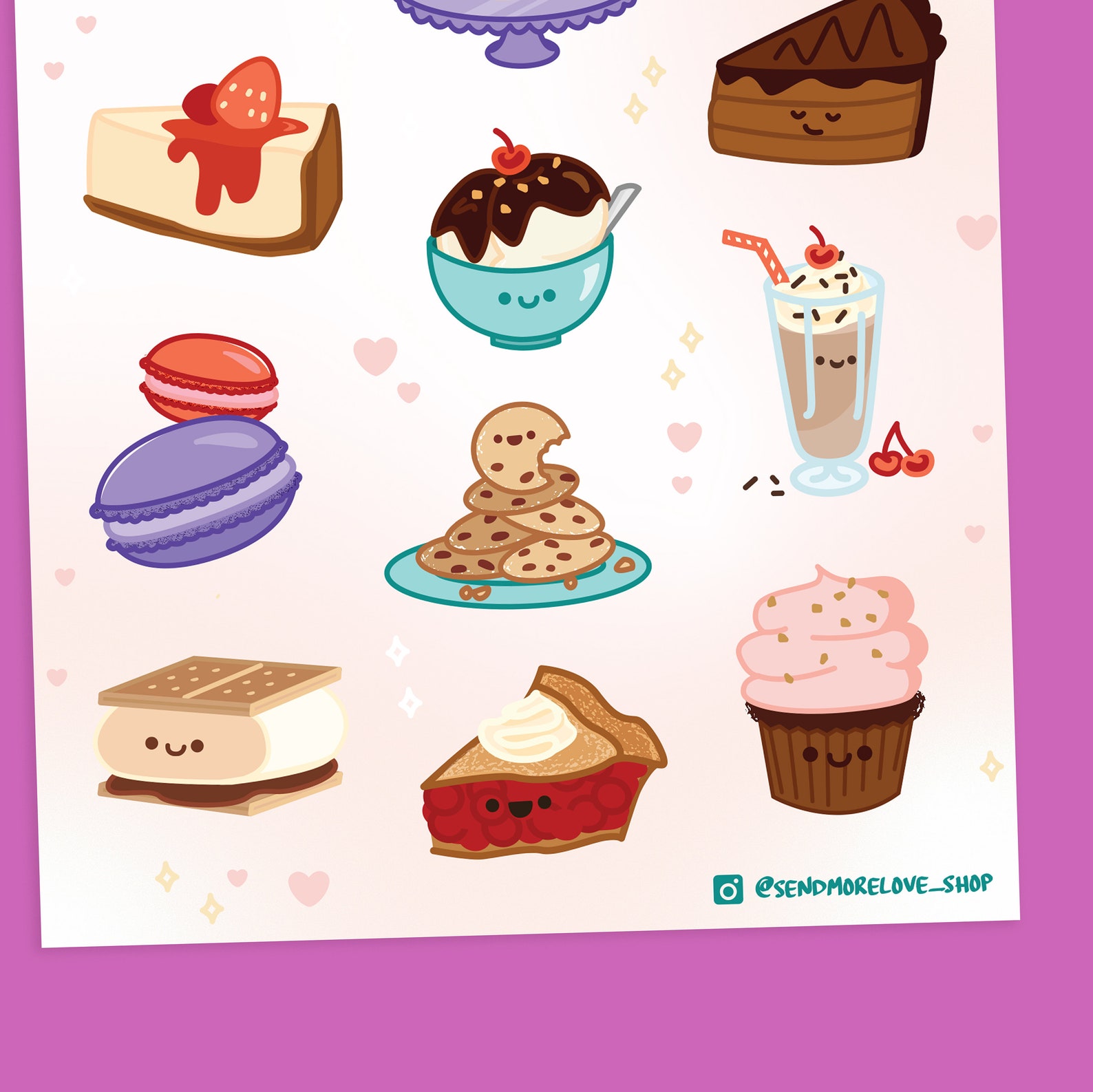 Sweet Treats Sticker Sheet Dessert Cake Cheesecake Ice Cream - Etsy