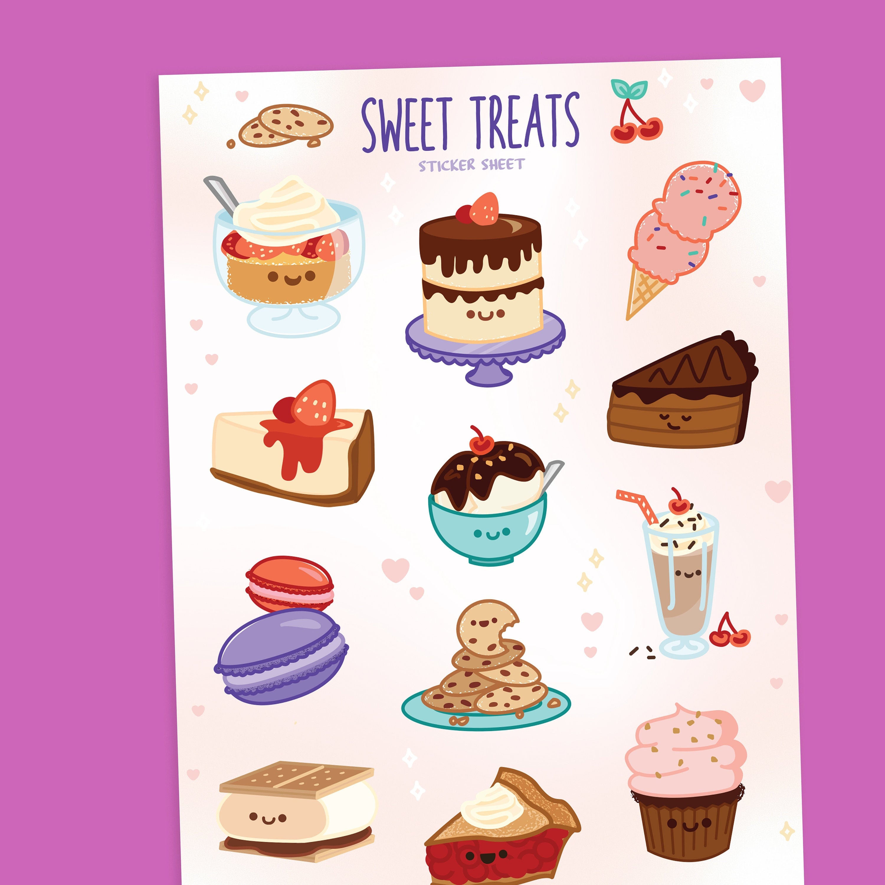 Sweet Treats Sticker Sheet / Dessert Cake Cheesecake Ice cream - Etsy ...
