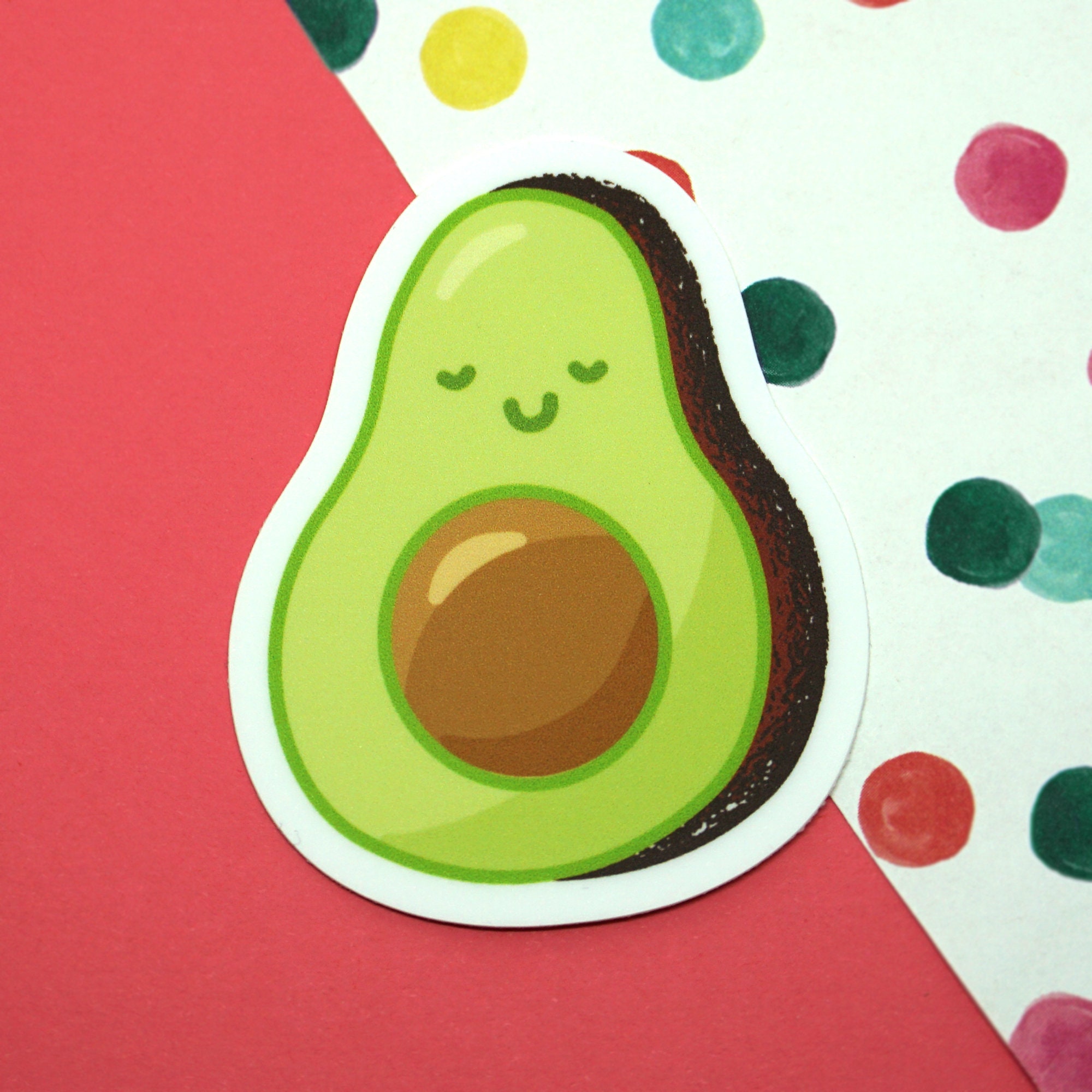 Happy Avocado Sticker / Cute Food / Matte Vinyl Die cut - Etsy España