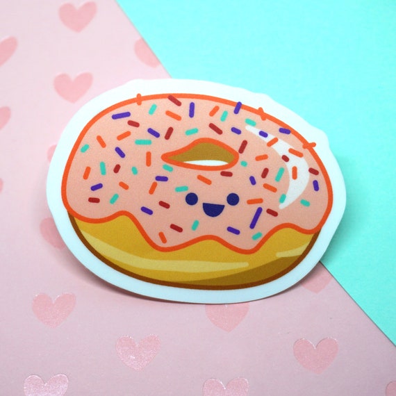 Happy Sprinkle Donut Sticker Cute Food Pink Doughnut | Etsy