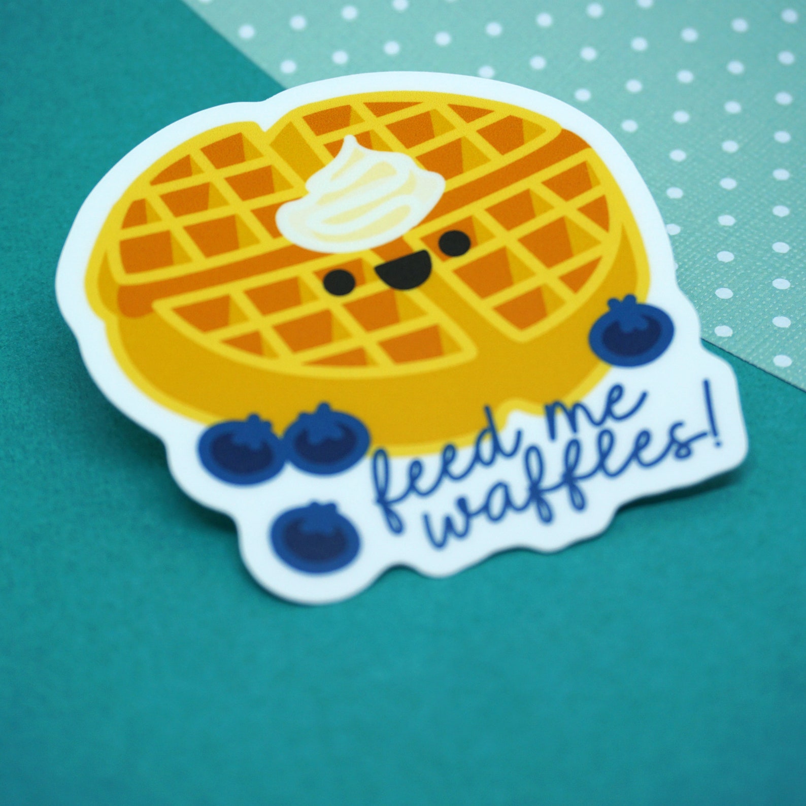 Feed Me Waffles Sticker Happy Cute Waffle Whipped Cream | Etsy