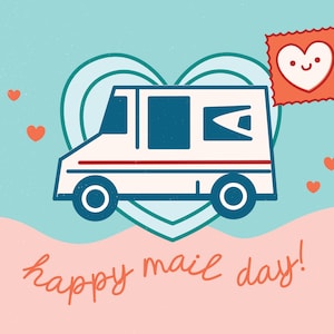 Happy Mail Day Postcard | Mail Truck Cute Note | Snail Mail Card ...